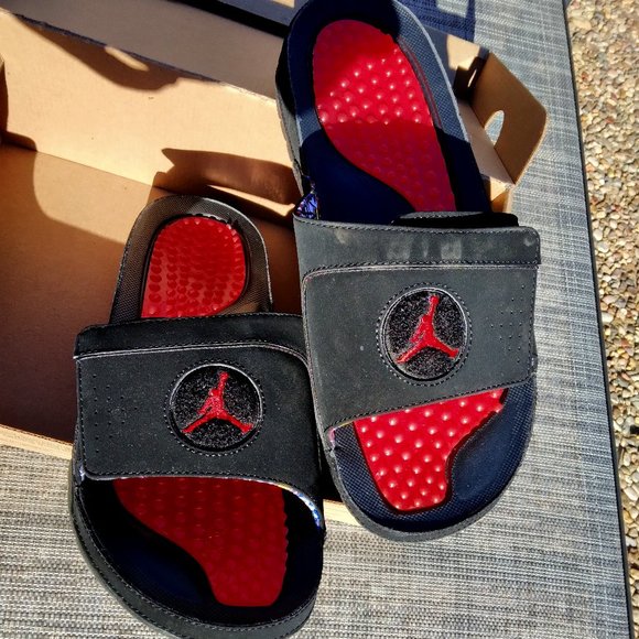 Jordan | Shoes | Nike Air Jordan Hydro 8 Retro Slides Bred Mens Black ...